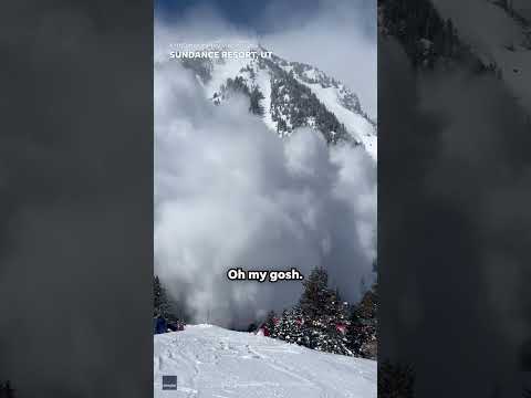 Video captures massive avalanche covering skiers in snow cloud #Shorts