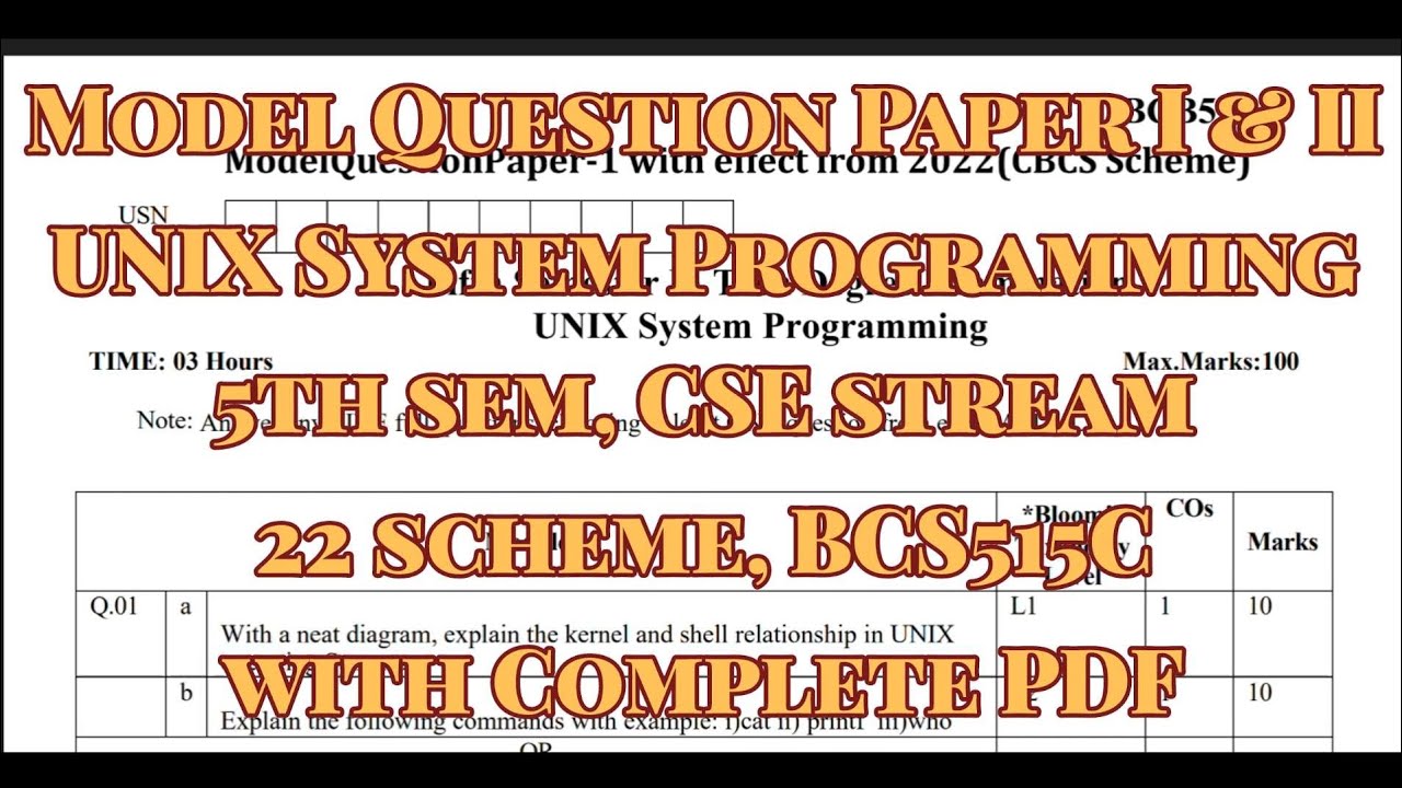 UNIX System Programming, Model Paper, CSE/ISE/AIML, BCS515C, 22 scheme with complete pdf