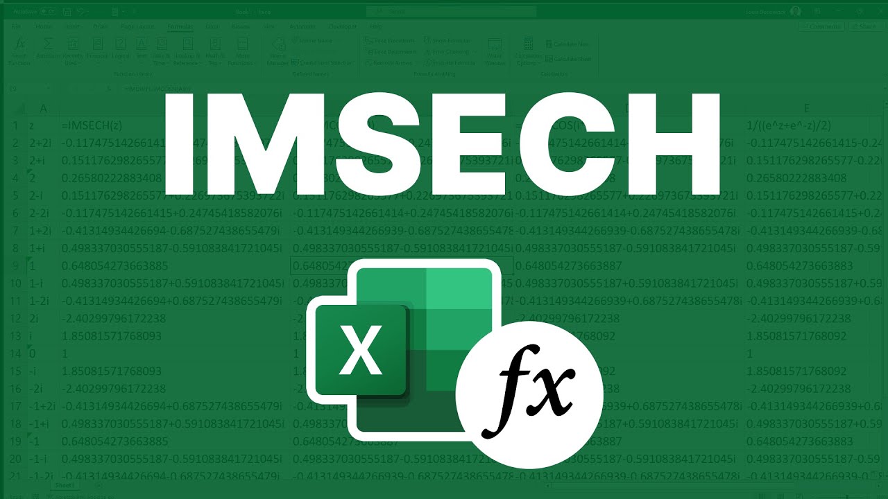 Hyperbolic Secant of a Complex Number - Excel IMSECH Function