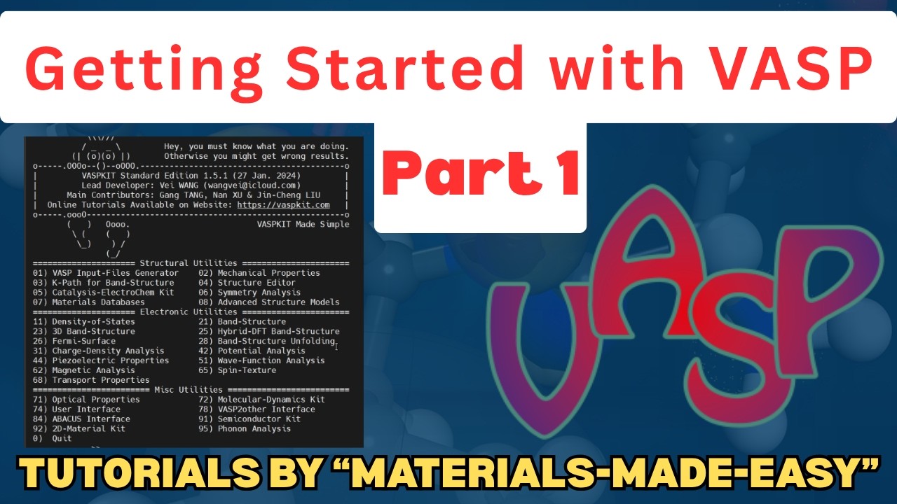 Getting Started with VASP | Part 1: Input Files (INCAR, POSCAR, POTCAR, KPOINTS) + Job Submission