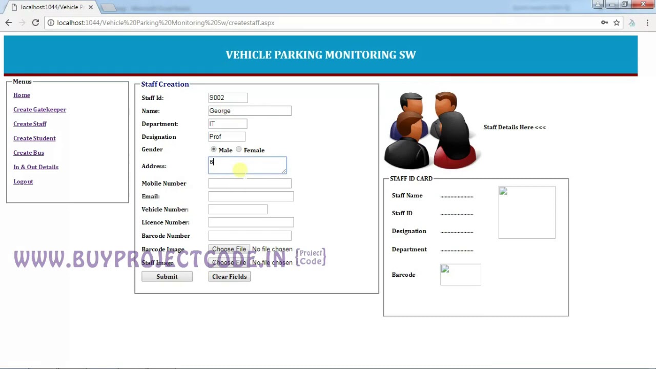 Vehicle Parking Monitoring software using Bar code