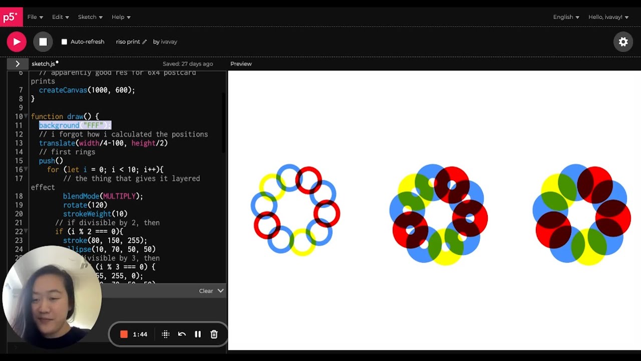 Riso Patterns on p5.js with Ivy Chen