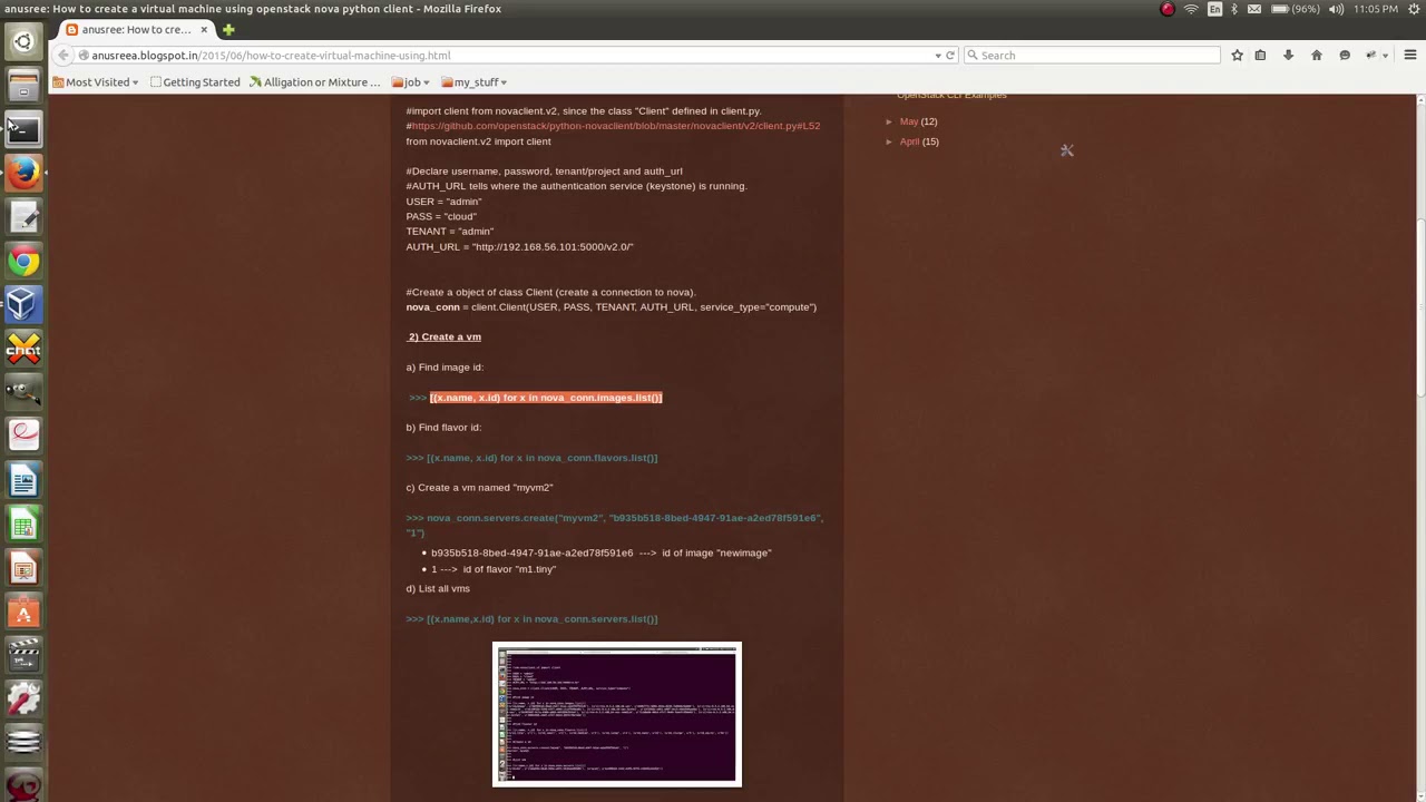 OpenStack How to create a virtual machine using nova python client
