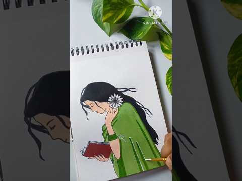 Beautiful girl reading book drawing π subscribe to my channel βΊοΈ#trendingshorts #drawing #art