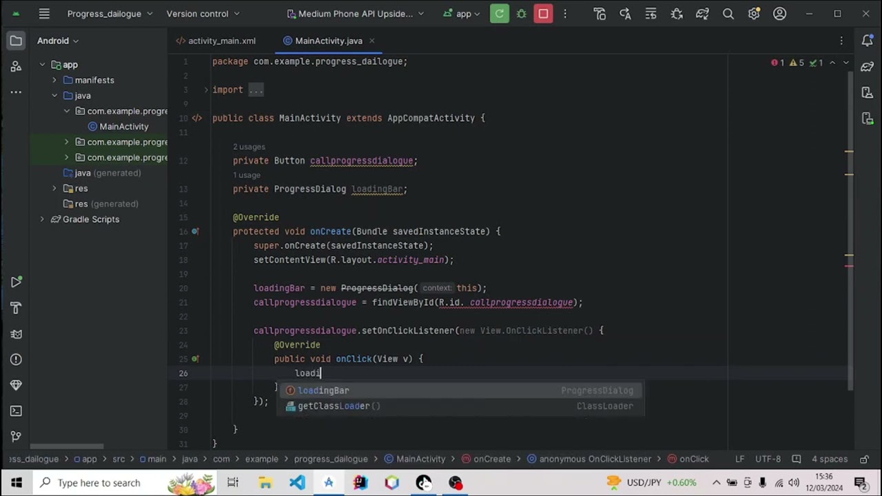 Android Studio Tutorial - Progress Dialog 2024