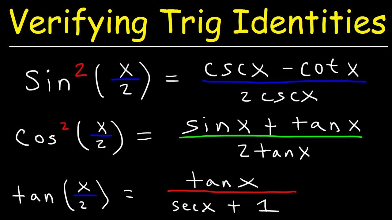 Verifying Trigonometric Identities Using Half Angle Formulas