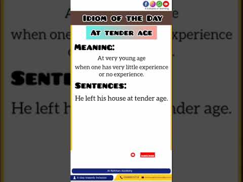 Idiom of the Day: At tender age #youngage #idiomsandphrases #viralshortvideo @al-rehmanacademy2625