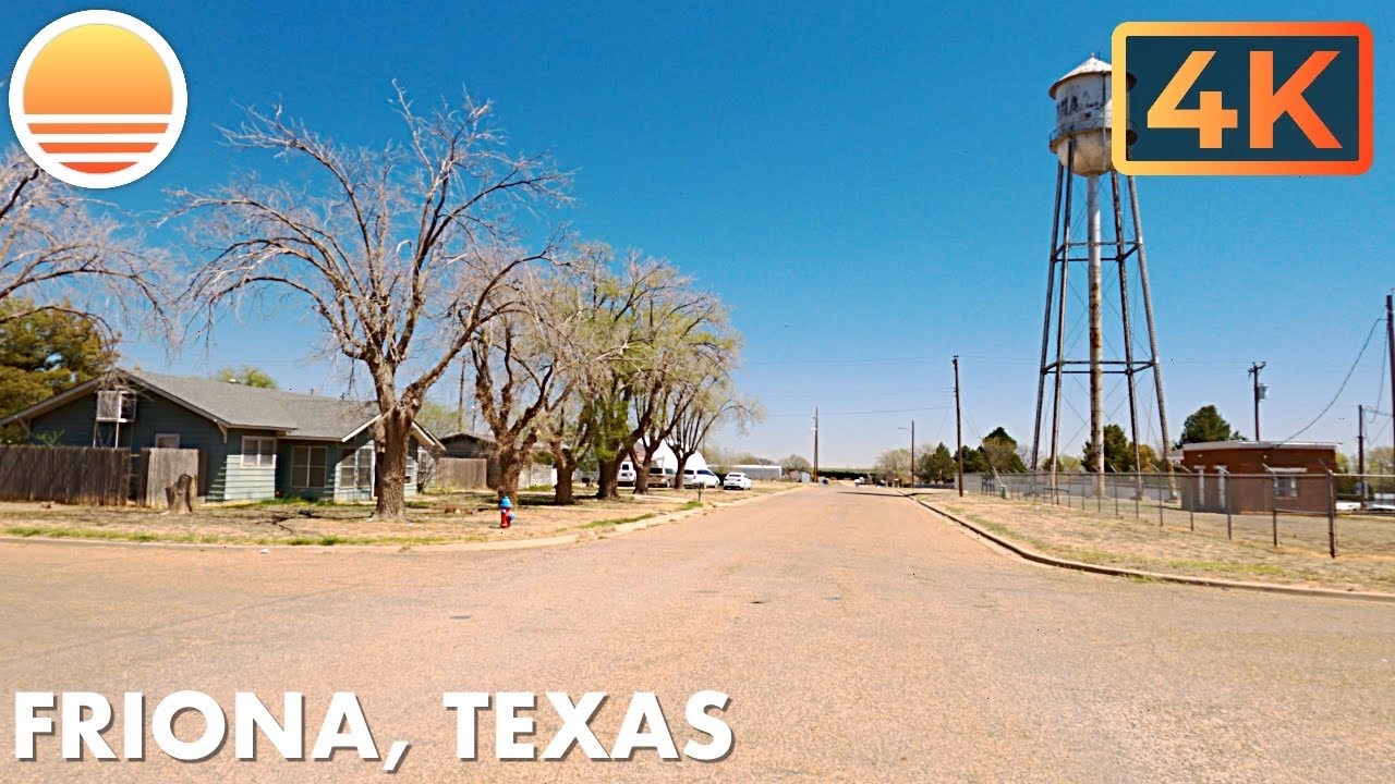 Friona, Texas.  An UltraHD 4K Real Time Driving Tour in Parmer County, Texas, USA.