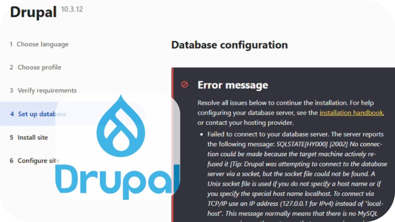 How to fix database configuration error in Drupal 10
