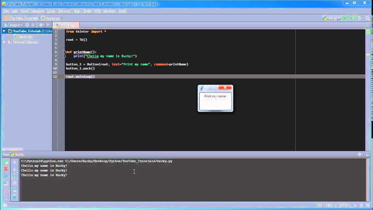 Python GUI with Tkinter - 6 - Binding Functions to Layouts