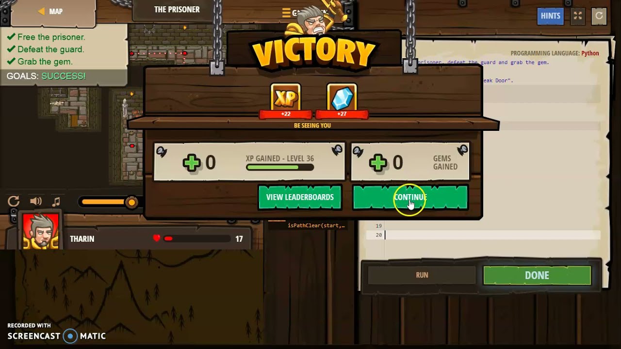 codecombat: kithgard dungeon - the prisoner solution