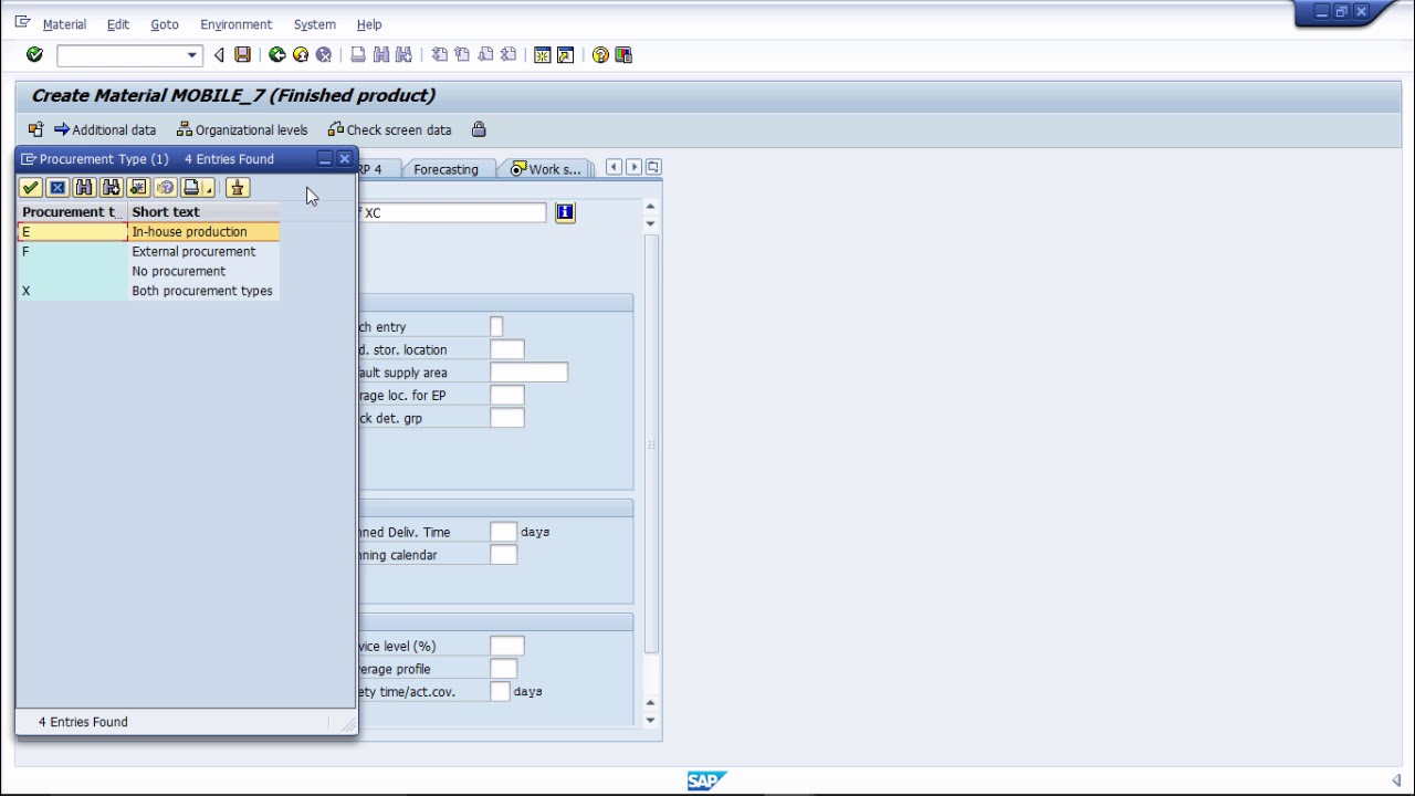 SAP PP - Material master data