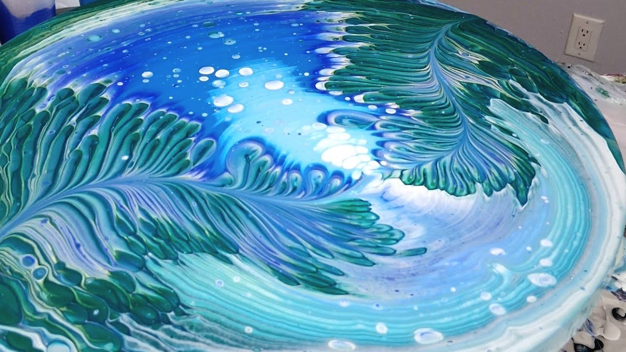 425 Beautiful blues in a wrecked straight pour~must see acrylicpour fluidpour fluidart abstract 