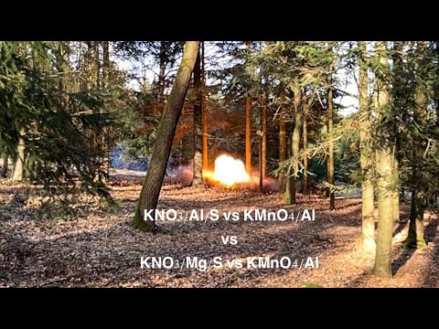 4 FLASH POWDER TYPES TEST (potassium nitrate; potassium permanganate; aluminium; magnesium; sulfur)