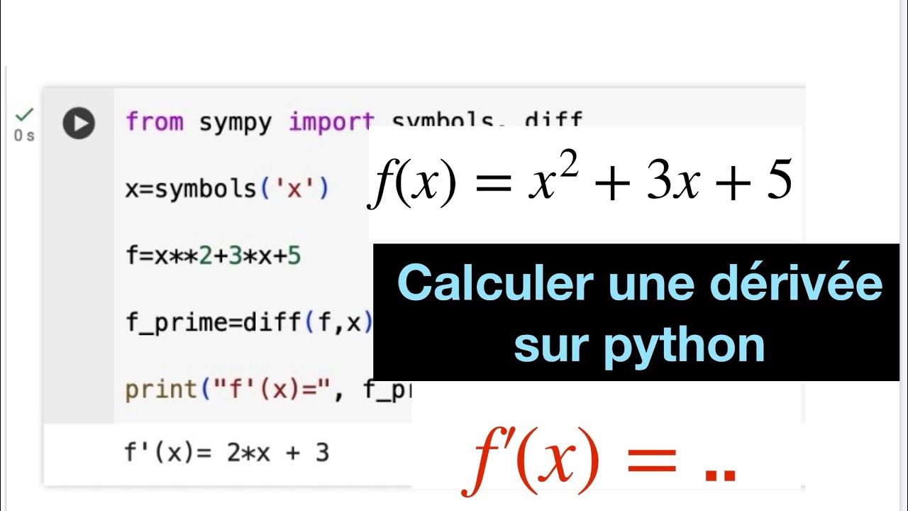 Calculer facilement une dérivée sur python
