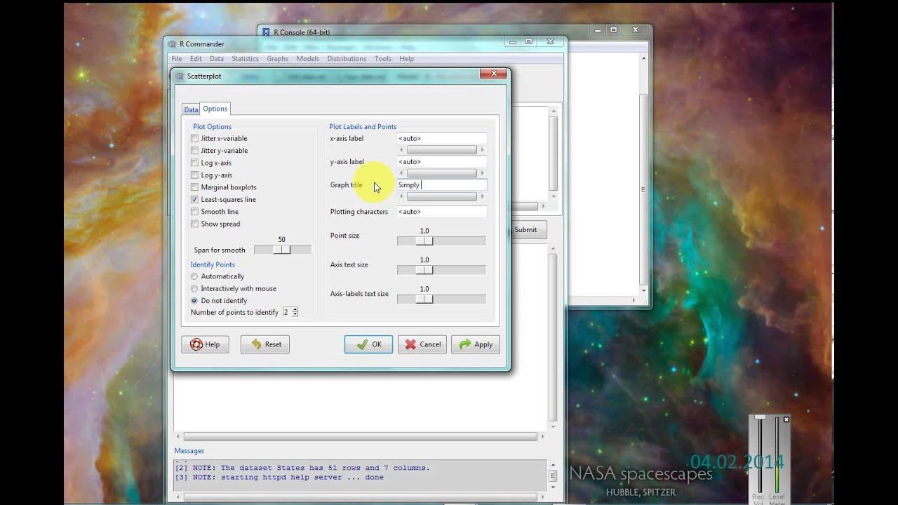 Scatterplot using R and R Commander
