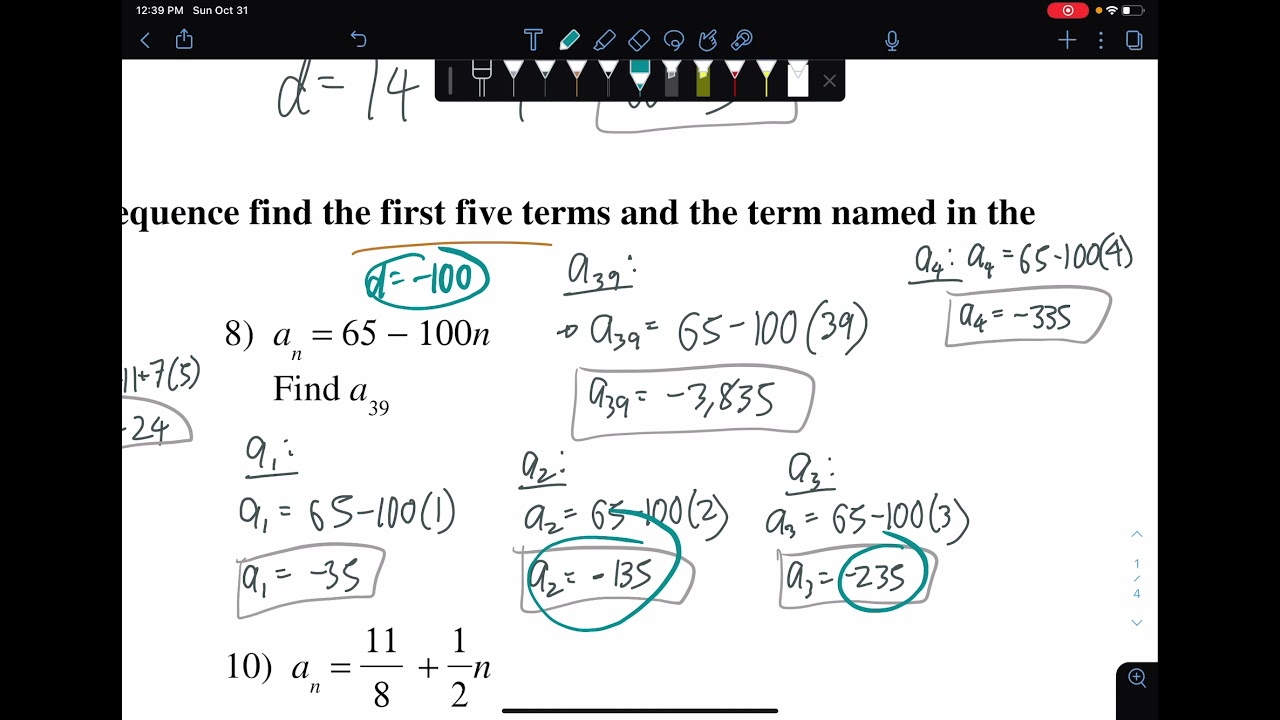Arithmetic Sequences- Kuta Software Worksheet Walkthrough