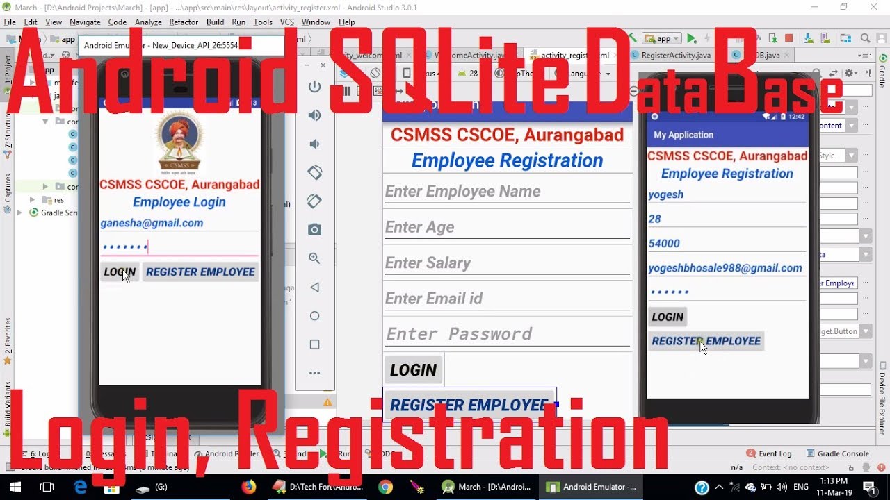 71 Android SQLite Tutorial | Android CRUD Tutorial with SQLite (Create, Read, Update, Delete) Login