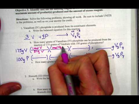 limiting reagents worksheet part 1
