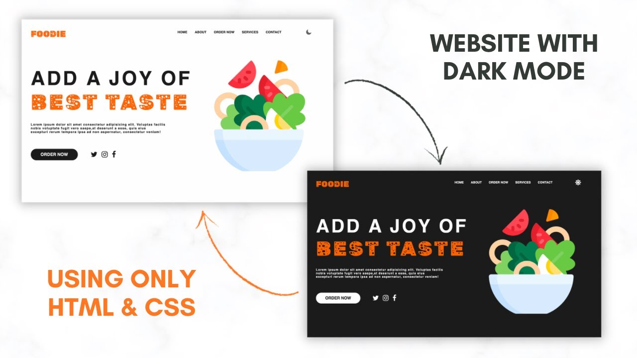 How To Create a Website With Dark Theme Using HTML, CSS & JavaScript - Step By Step Explanation
