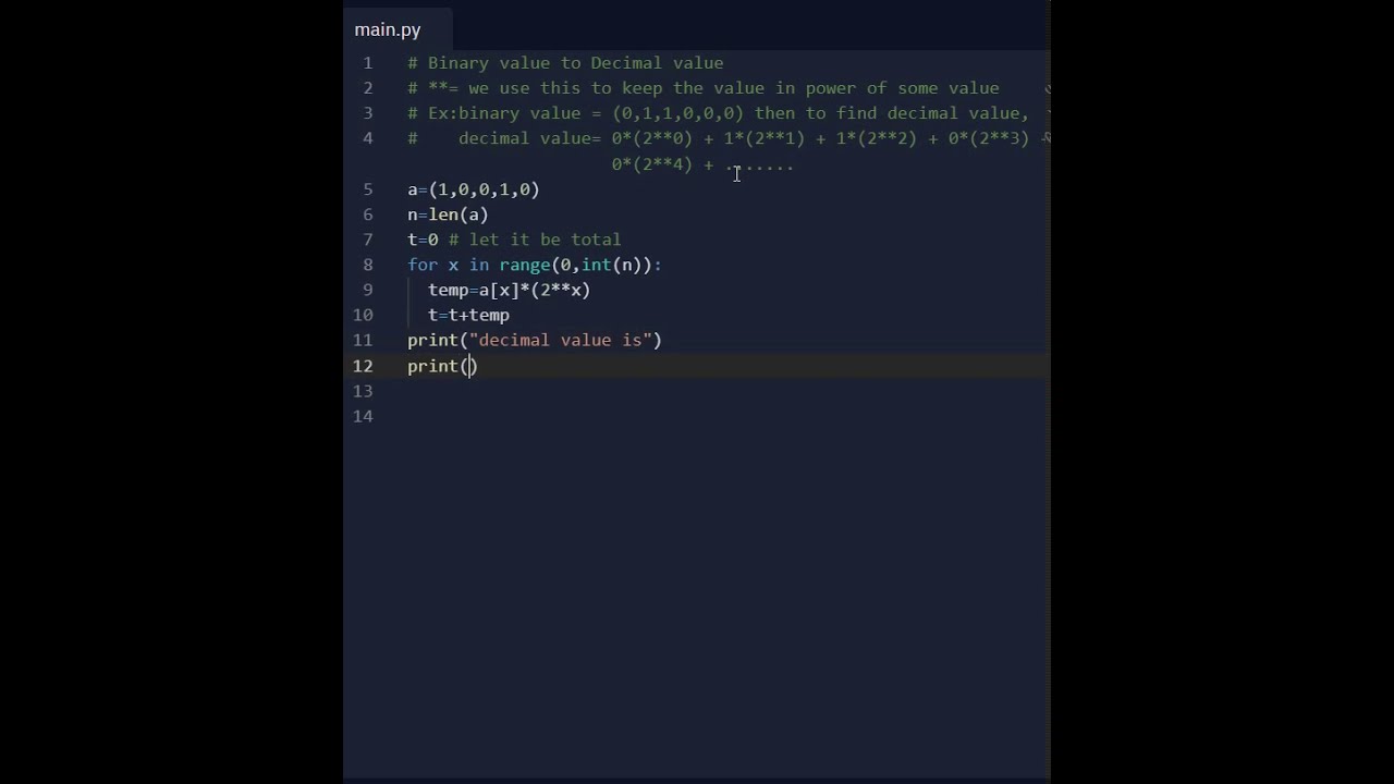 Binary to Decimal conversion in python #python #shorts #education #coding #software #tech