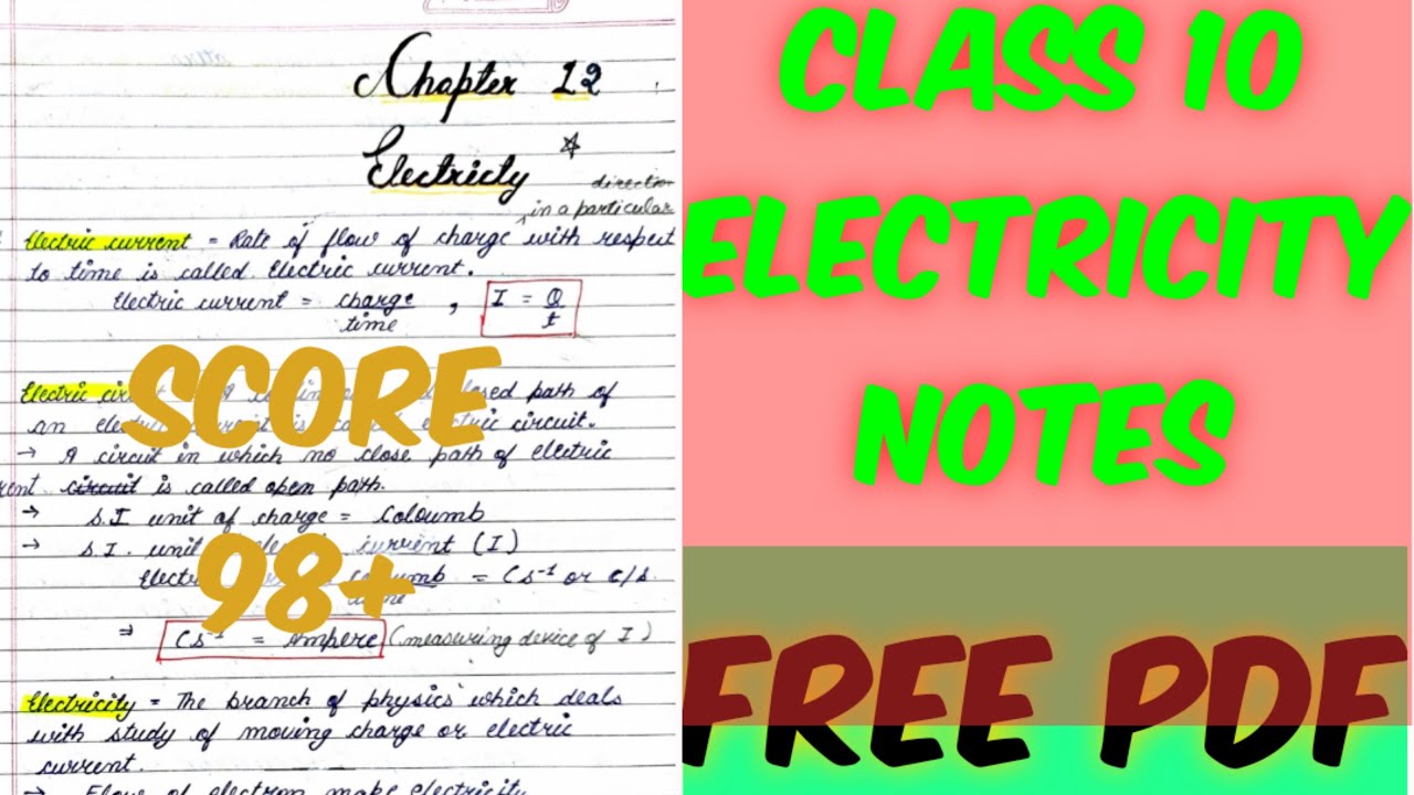 Class 10 science Ch 12 Electricity handwritten notes PDF download #cbse #ncertnotes #science #notes