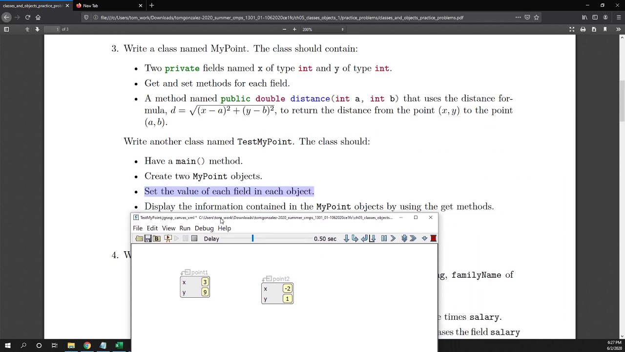 Classes and Objects Programming Example MyPoint Class