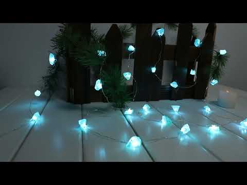 Battery Operated LED String Lights Blue Ice Blocks String Lights