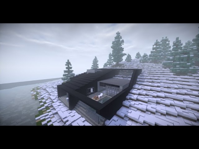 Hillside diagonal modern house Minecraft Map