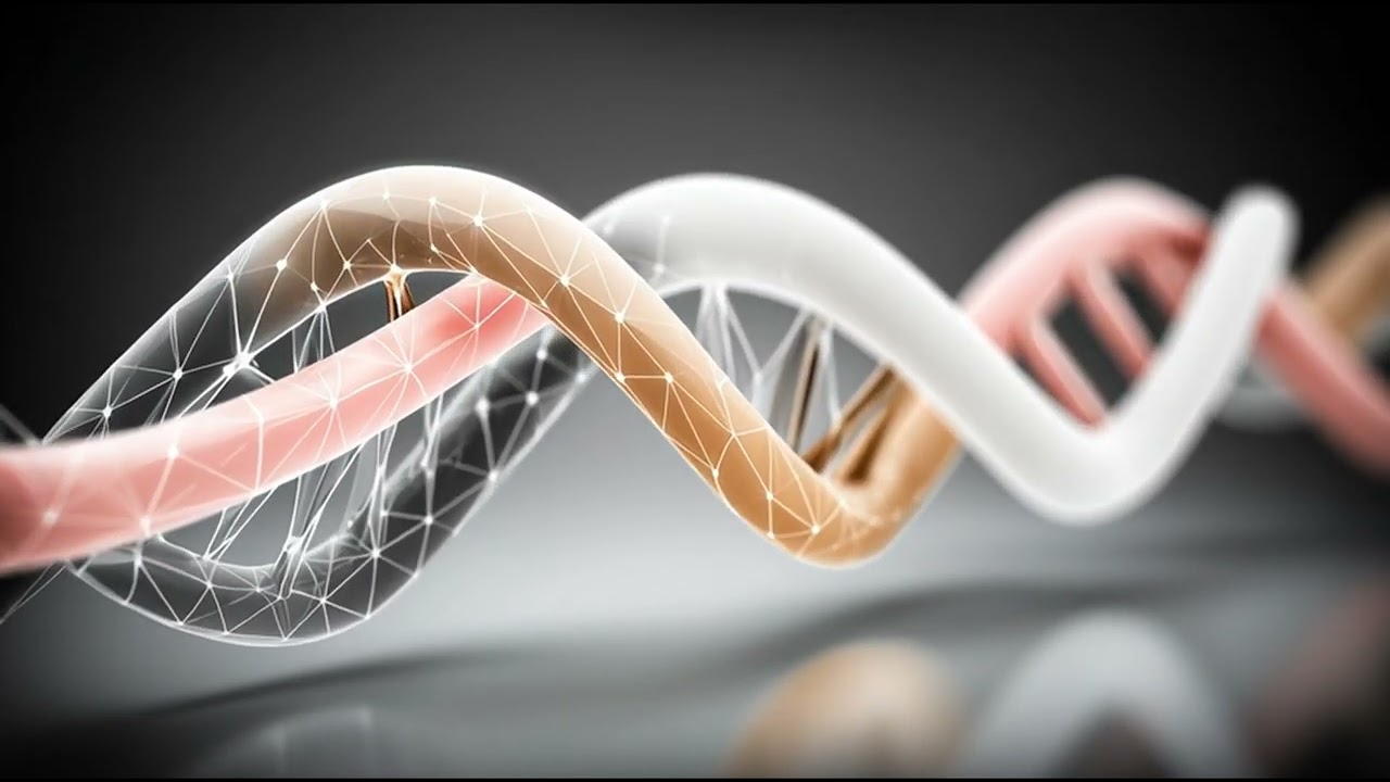 Abstract Glowing DNA Helix with Multi-Color Wireframe Seamless Motion Background Loop 4K 60FPS