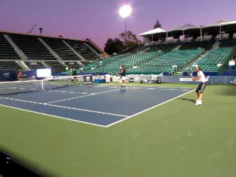 Ana Ivanovic and Dinara Safina practicing at Stanford #1