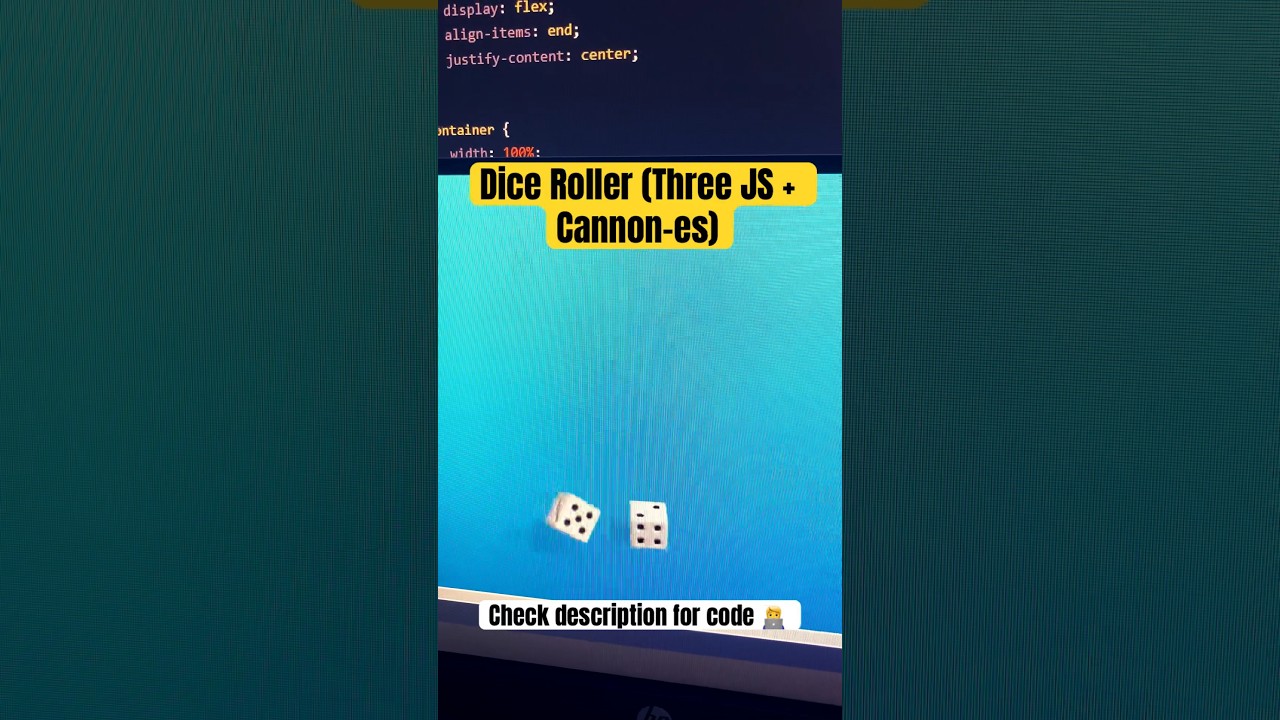 Dice 🎲 Roller | Three JS + Cannon-es #javascript #dicerolling #shorts