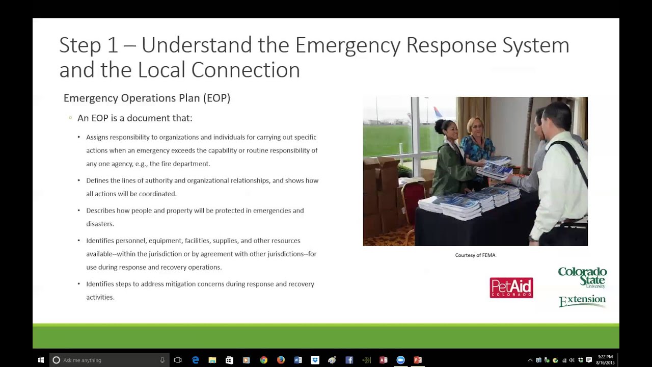 Creating a Community Animal Disaster Plan - Step 1 - Understand the Emergency Response System