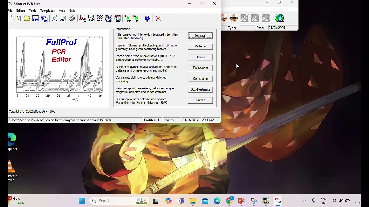 Rietveld refinement of XRD data using full prof(for beginners)#science  #refinement @Phd_scholar29