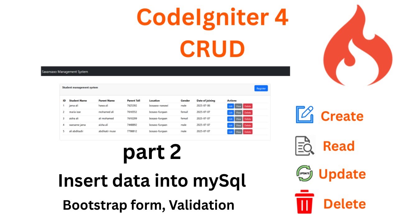 #2 How to Insert Data into MySQL with CodeIgniter 4 and Bootstrap Form Validation