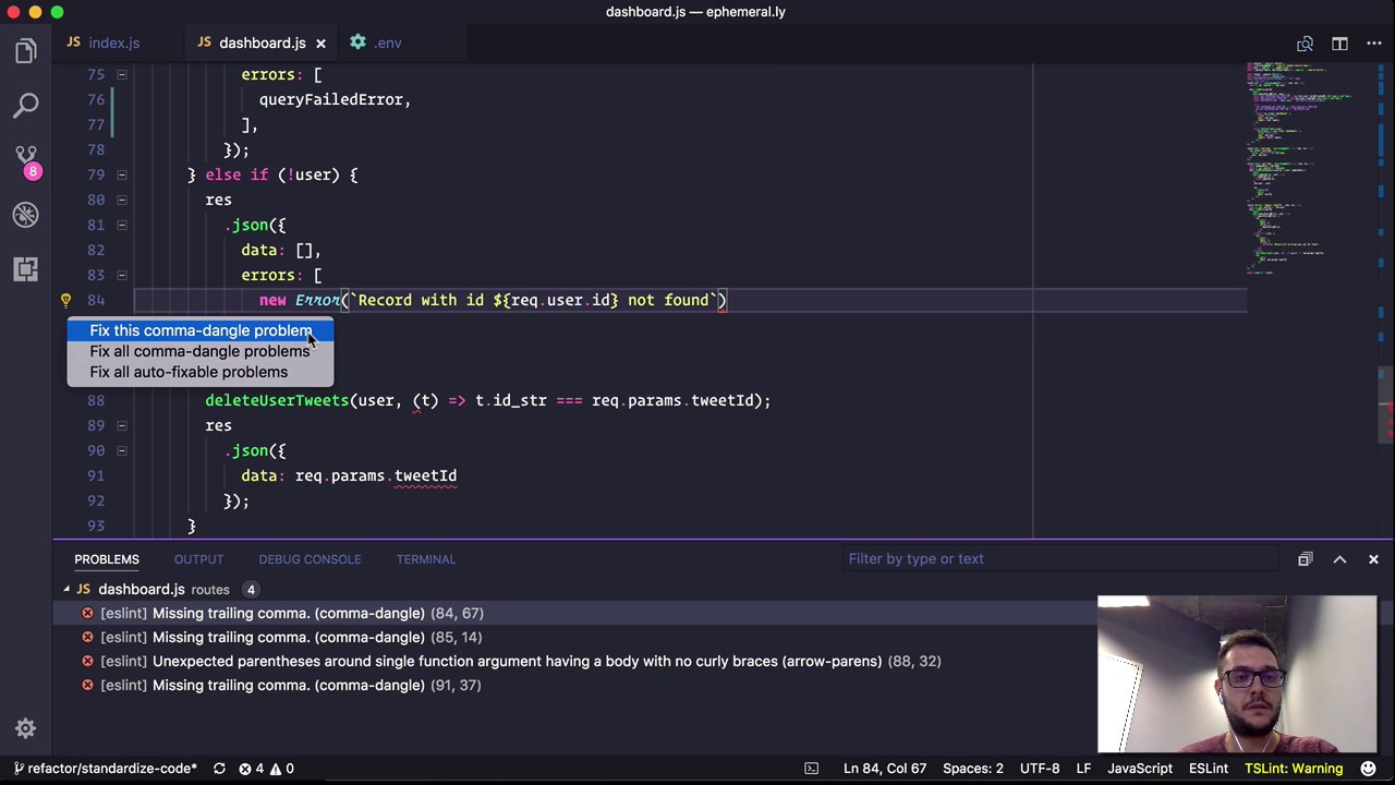 [Follow-up] Automatically fix ESLint code validation errors in Visual Studio Code