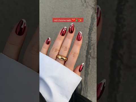 Snowy red chrome nails aka the perfect christmas mani! ❤️🎄✨ #christmasnails #chromenails #nailinspo