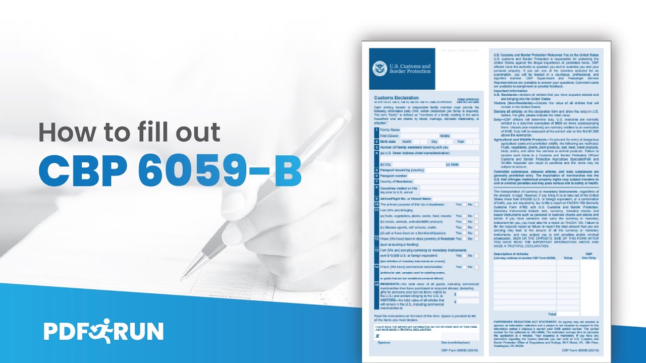 How to Fill Out Form CBP 6059-B Customs Declaration | PDFRun
