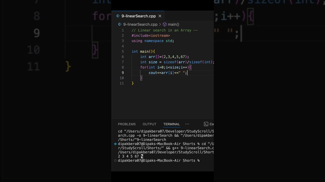 How to Perform Linear Search in C++ | Quick Guide #coding  #shorts