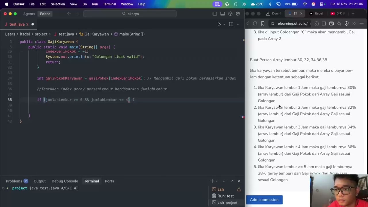 Tugas 3 Algoritma Pemrograman - Program Sederhana menggunakan Operator, IF dan Array