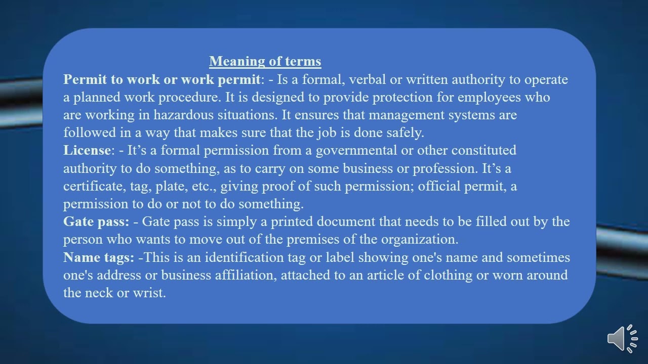 ELECTRICAL WORK PERMIT AND LICENSE