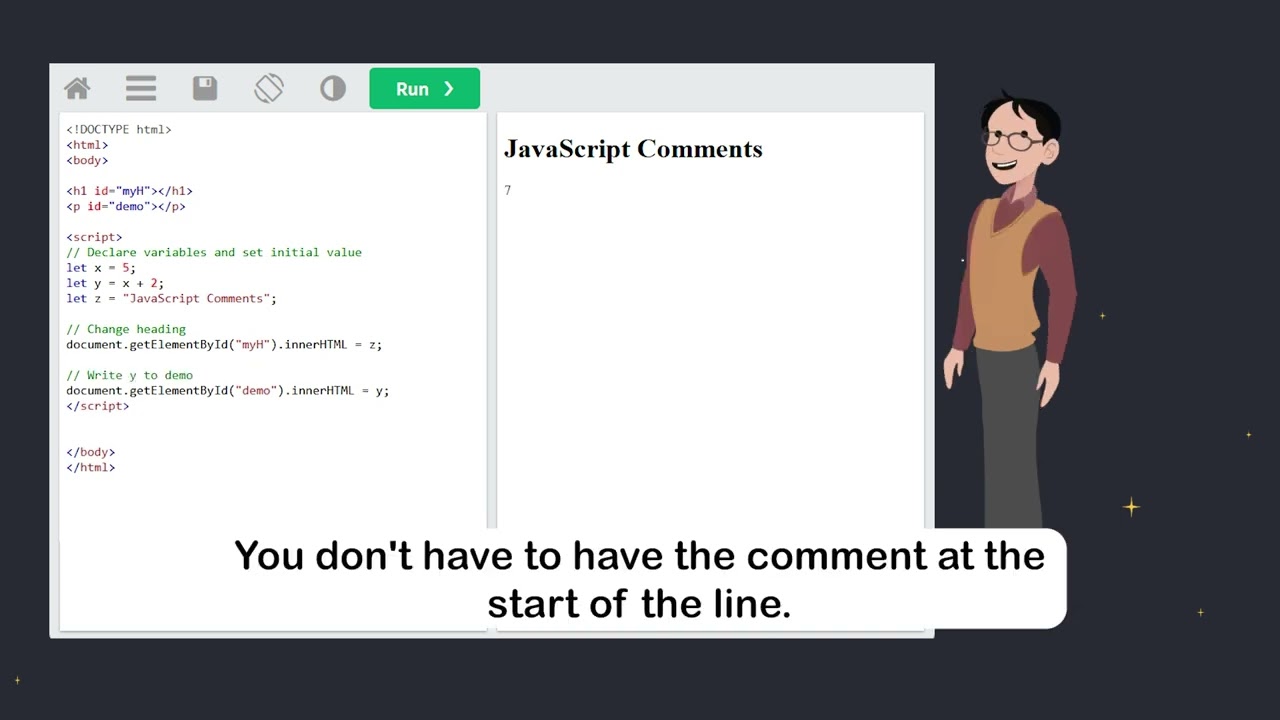 JavaScript Comments - Part 2 - Single Line Comments - #w3schools #javascript #programming
