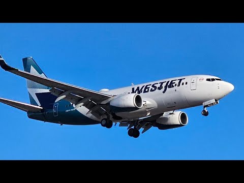 WESTJET NEW LIVERY GWJG! WestJet Boeing 737-7CT Landing On Runway 13 #yqr