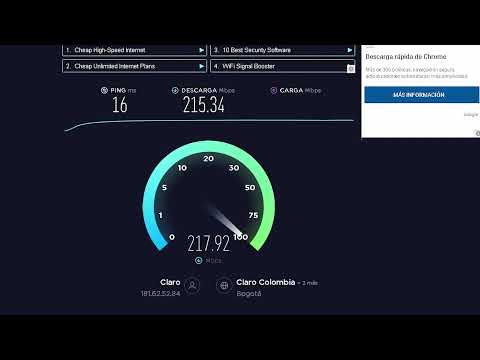 Test de internet Claro 200MB Bajada 10 MB Subida Coaxial