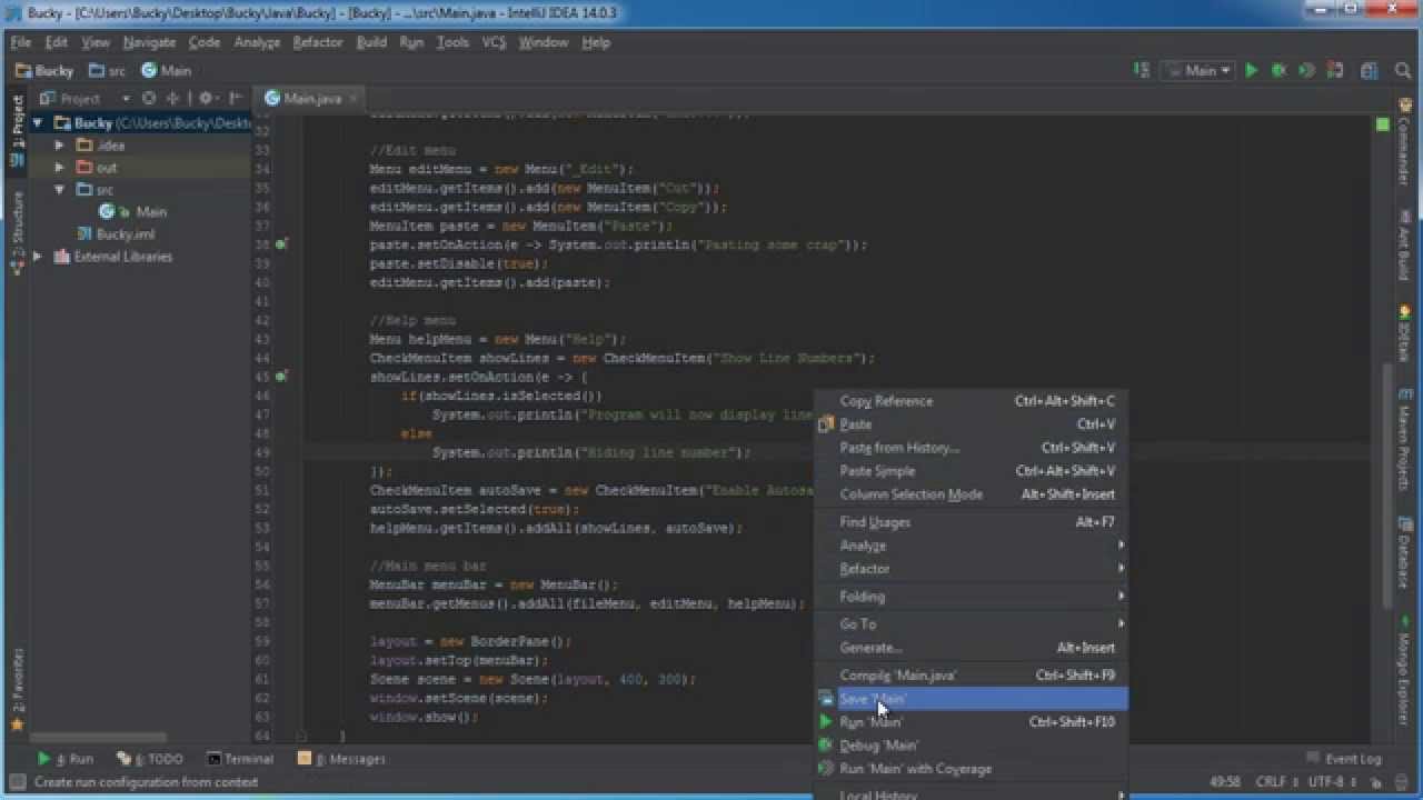JavaFX Java GUI Tutorial - 23 - CheckMenuItem