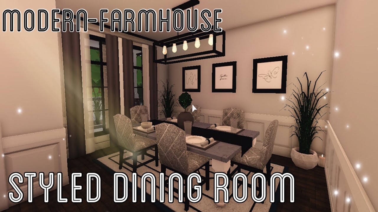 Modern-Farmhouse Styled Dining Room Bloxburg Speedbuild/Tour $13k || melendezz