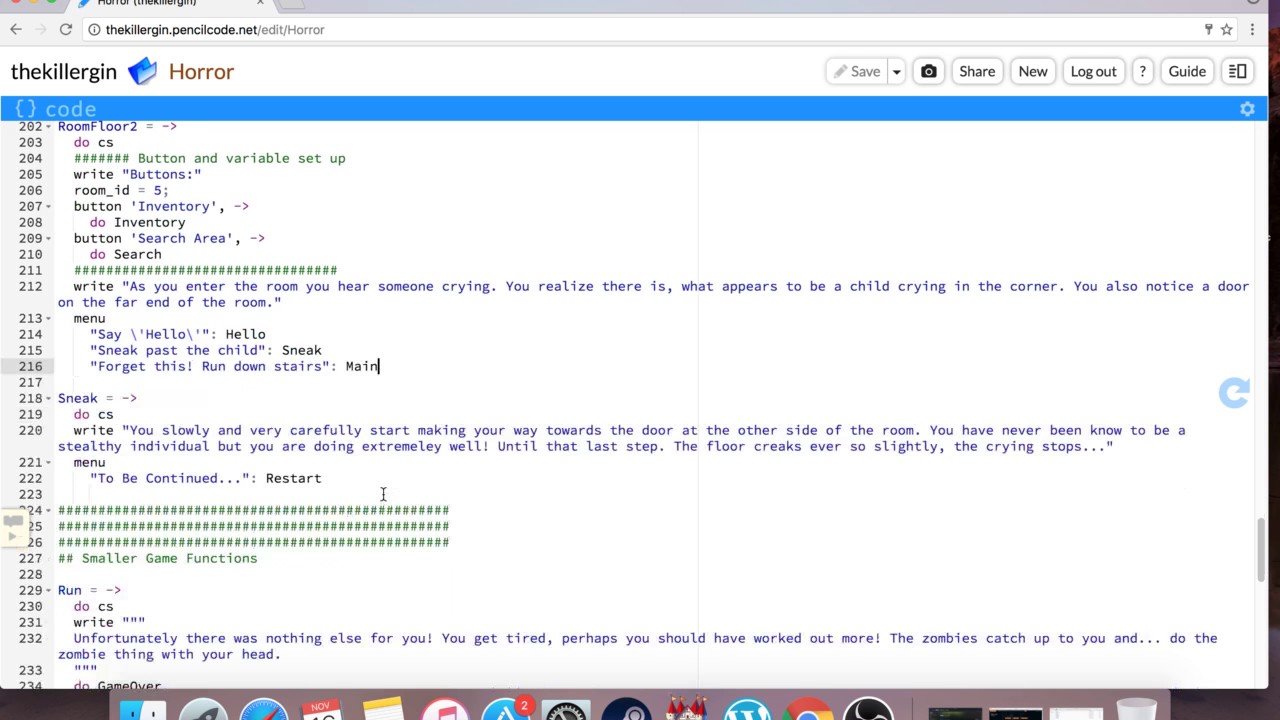 Pencil Code Horror Game!