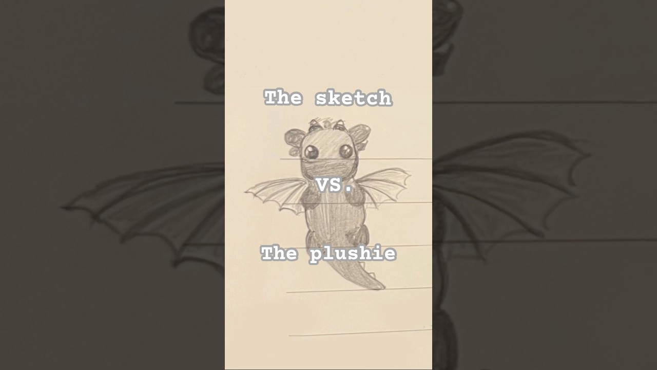 The sketch vs. the plushie (pt. 1) Pattern on Etsy 🐲 #dragon #crochet #amigurumi #art #fyp