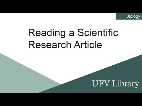 Reading a Scientific Research Article (Biology)