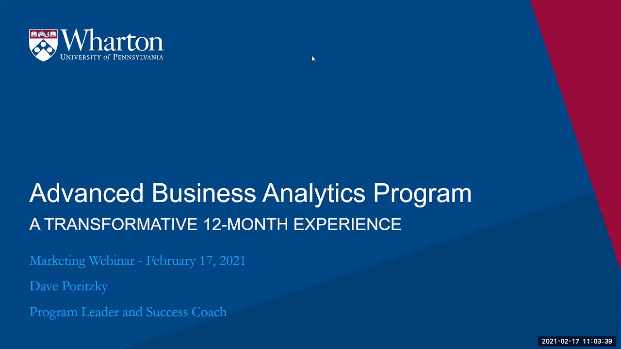 Wharton Executive Education | Advanced Business Analytics Program | Webinar